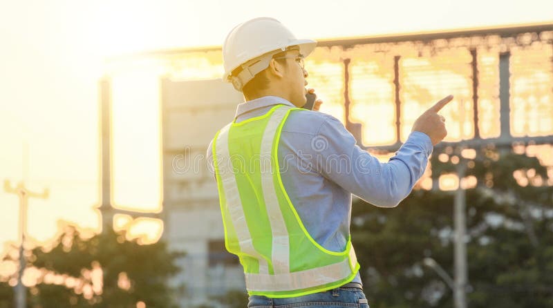 Engineer Talk on Mobile Phone at Construction Site Stock Image - Image ...