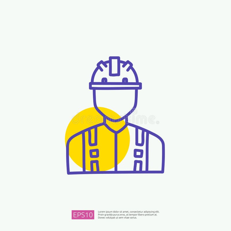 Engineer with Safety Hardhat Helmet Icon. Engineering and Architecture ...