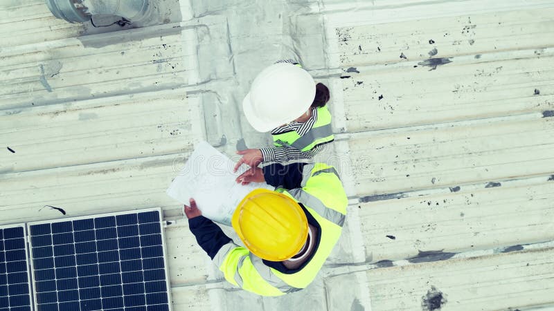 Engineer, Safety and Planning for Solar with Top View of Installation ...