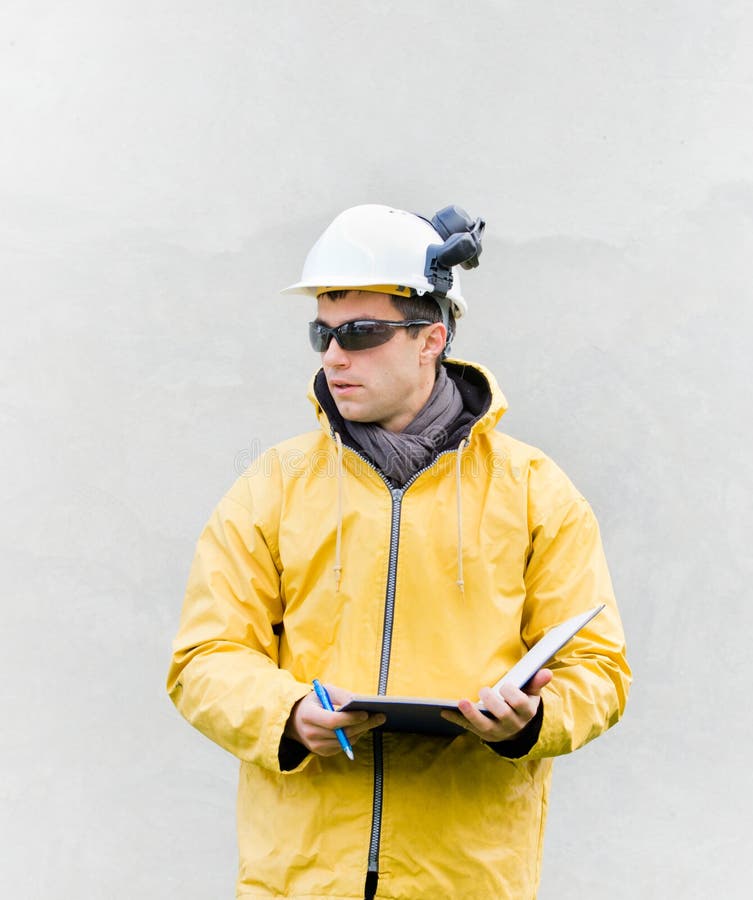 Engineer in safety suit stock image. Image of glasses - 35608647