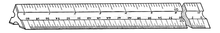 Engineer Scale Ruler Fixed Ratio of Length Vintage Engraving Stock ...