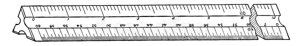 Engineer Scale Ruler Fixed Ratio of Length Vintage Engraving Stock ...
