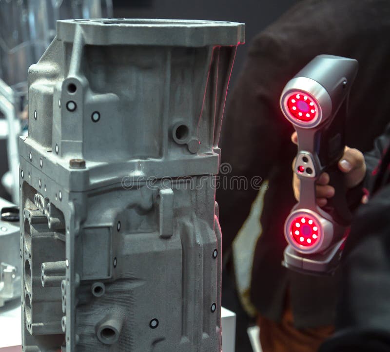 Engineer Scans the Part with 3D Scanner. Technology Scanning Stock ...