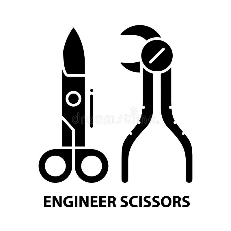 Engineer Scissors Icon, Black Vector Sign with Editable Strokes ...