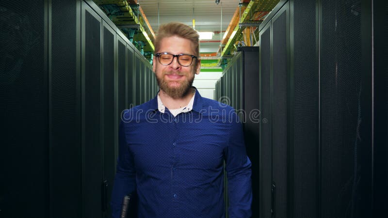 Big Server Racks at Modern Data Center. Internet Technology Concept. 4K ...