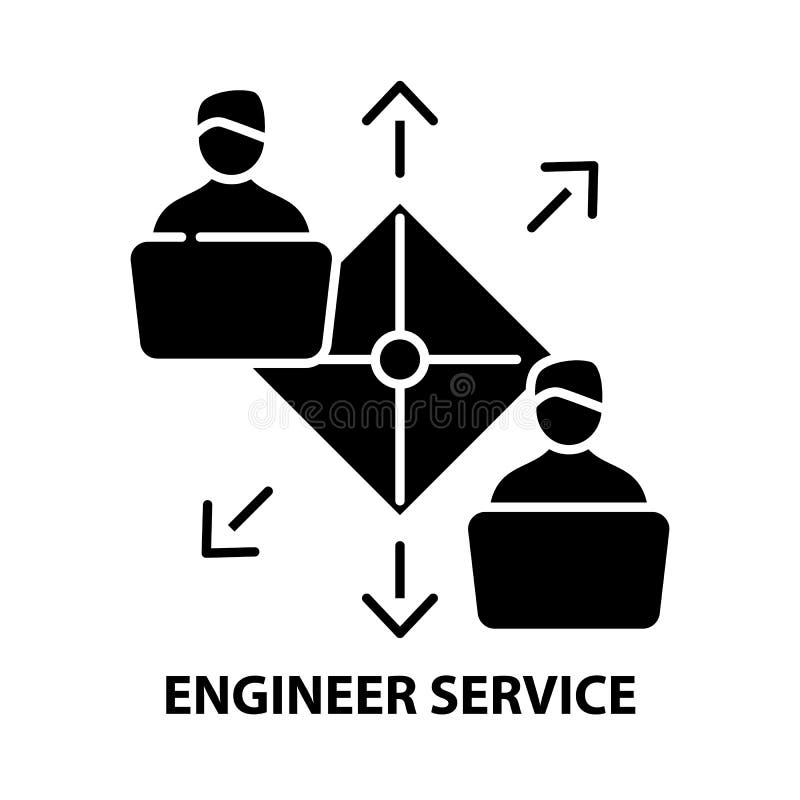 Engineer Service Icon, Black Vector Sign with Editable Strokes, Concept ...