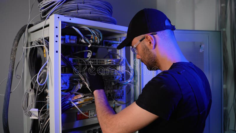 It Engineer Setting Up Server while Working with Data Network Stock Video - Video of maintenance ...