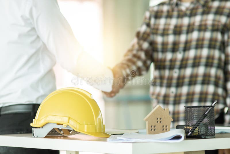 Engineer Shake Hand with Building Contractor Stock Image - Image of ...