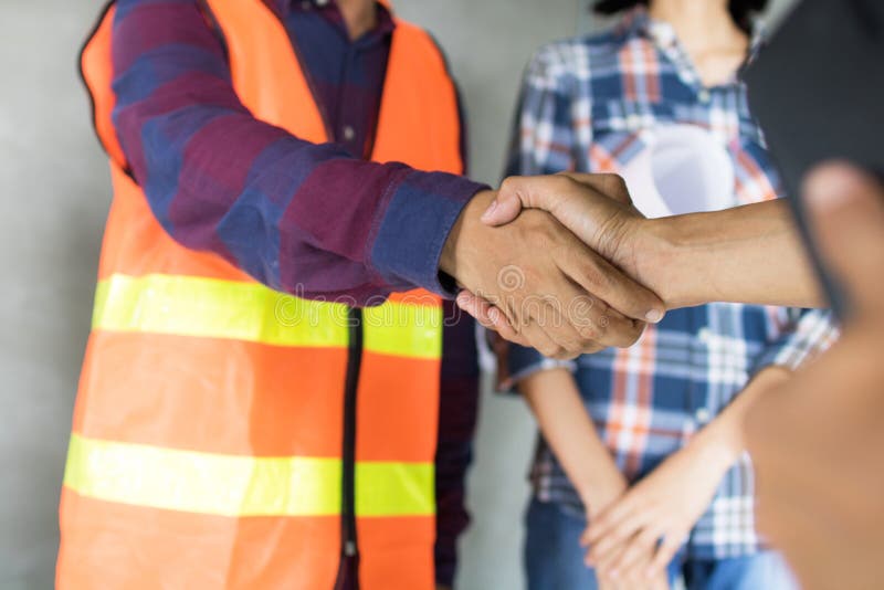 Engineer Shake Hand with Building Contractor Stock Image - Image of ...