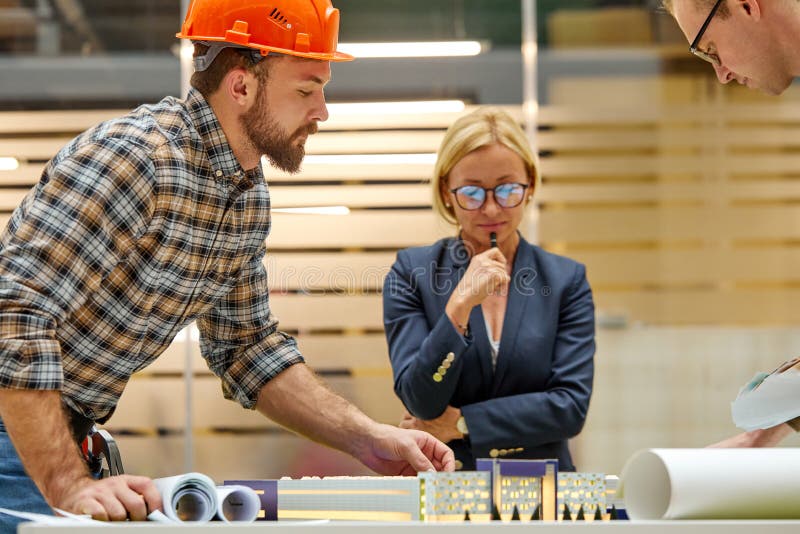 Engineer Show Plan for House Building To Female Director of Company ...