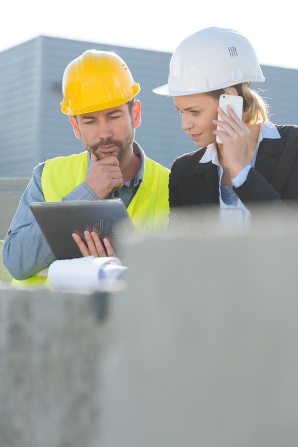 Engineer Showing Foreman Procedure Stock Image - Image of profession ...