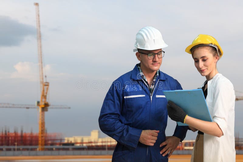 Engineer on Site, they are Working at Building Stock Photo - Image of ...
