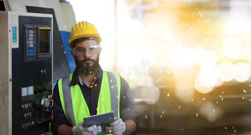 Engineer on Site Working for Production or Maintenance Big Machine ...