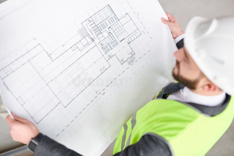 Engineer with sketch stock photo. Image of contractor - 148825272
