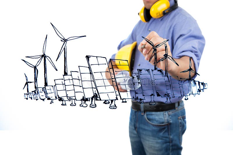 Engineer sketching. stock image. Image of turbine, power - 130994455