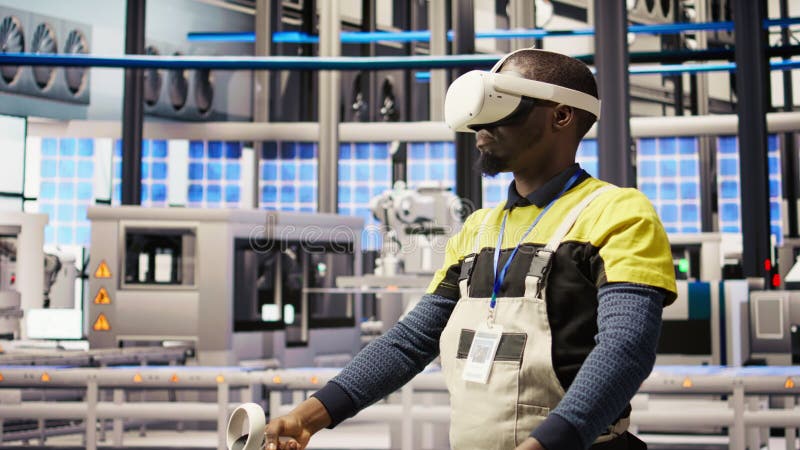 Engineer in Smart Factory Does Maintenance Using VR Headset Tech Stock ...