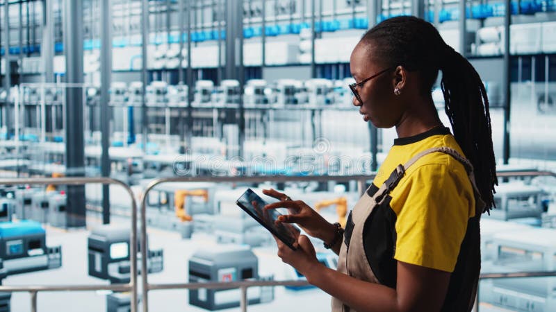 Engineer in Smart Factory Implementing Automated Workflows Stock ...