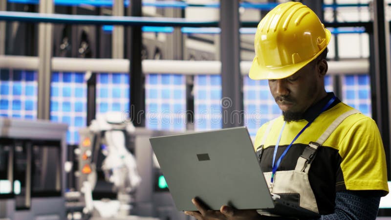 Engineer in Smart Factory Implementing Renewable Energy Solutions Stock ...