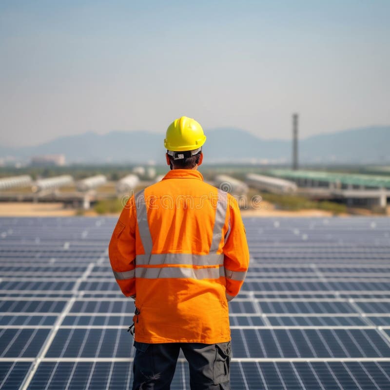 Engineer at the Solar Panel Plant Generative AI Stock Illustration ...
