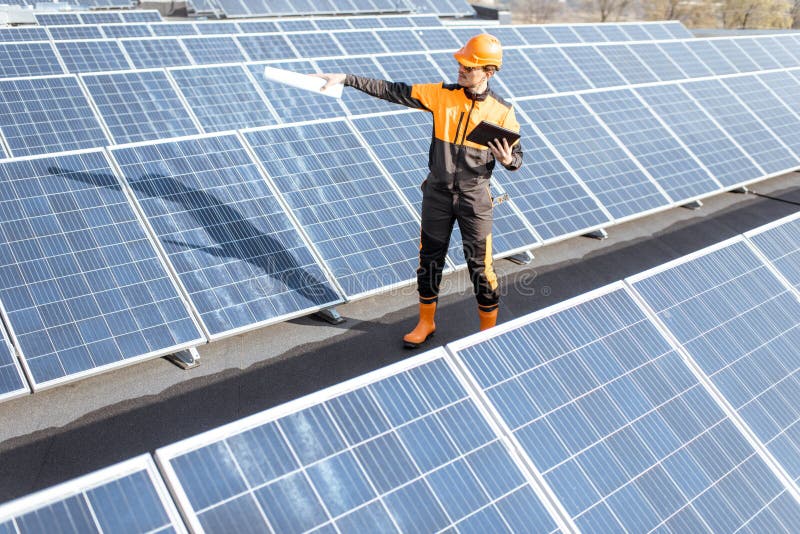 Engineer on a Solar Power Plant Stock Photo - Image of sunny, station ...