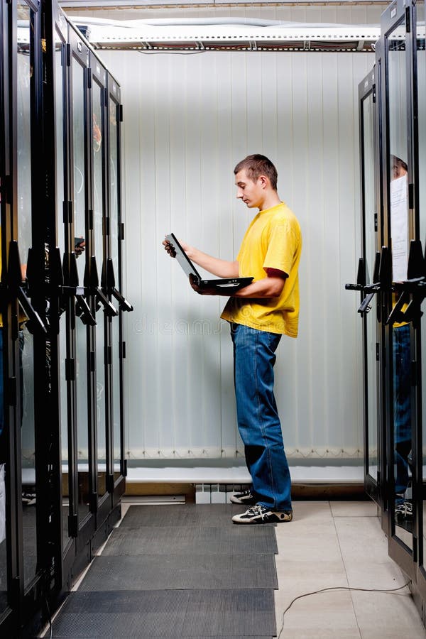 The Engineer Stand in Datacenter Stock Photo - Image of broadband ...