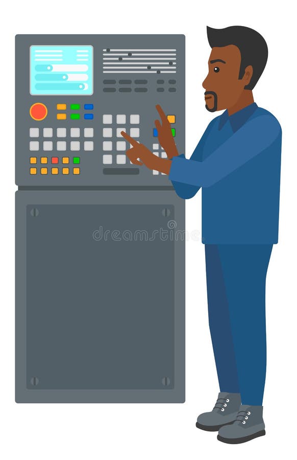 Engineer Standing Near Control Panel. Stock Vector - Illustration of ...