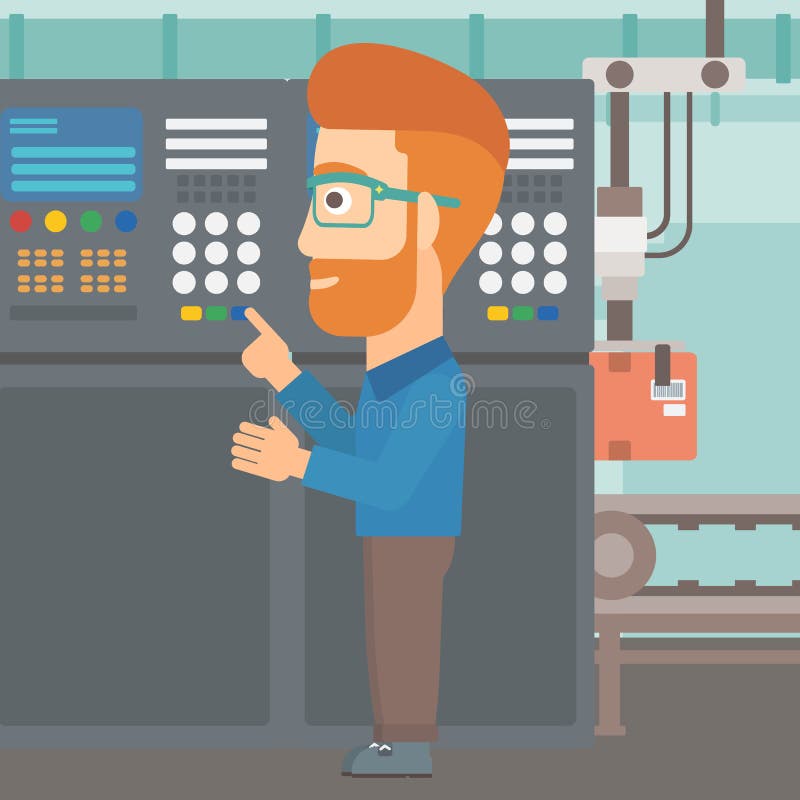 Engineer Standing Near Control Panel. Stock Vector - Illustration of ...