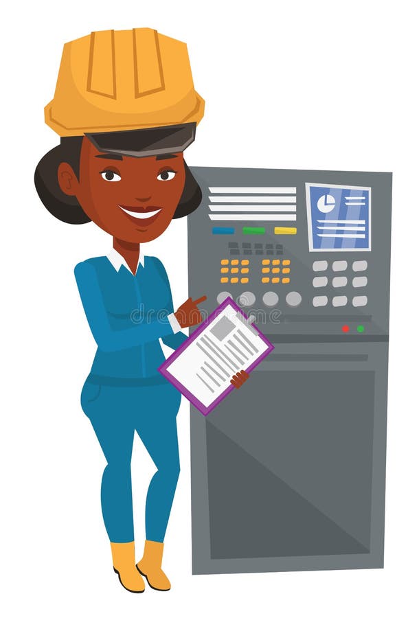 Engineer Standing Near Control Panel. Stock Vector - Illustration of ...