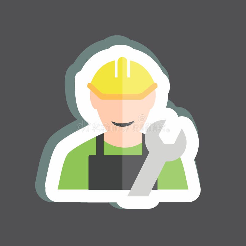 Engineer Sticker in Trendy Isolated on Black Background Stock ...
