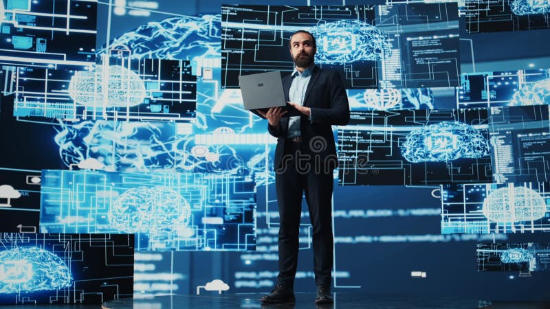 Engineer Studying AI Brain for Data Structures and Predictive Analytics Stock Footage - Video of ...