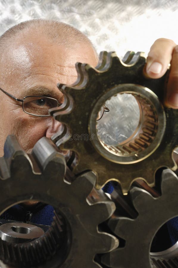 Engineer Studying a Gear Machinery Stock Image - Image of circle ...