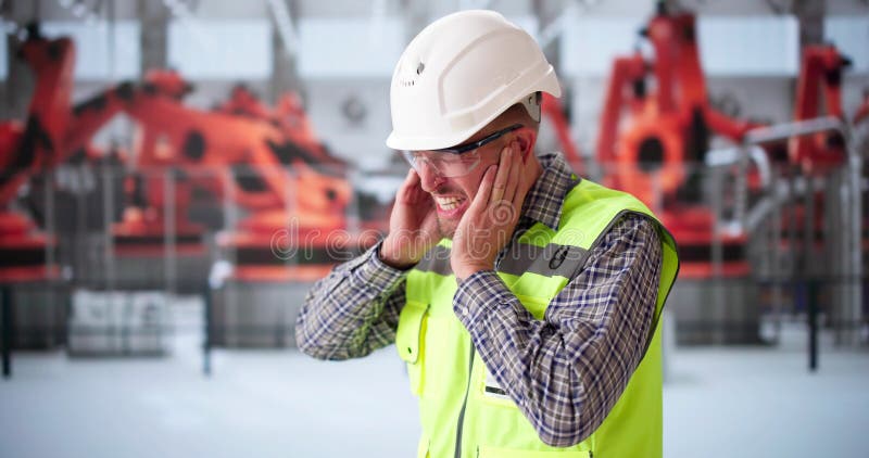 Engineer Suffering from Loud Noise Stock Image - Image of digital ...