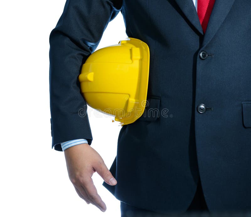 Engineer in Suit Holding Helmet Isolated Stock Image - Image of ...