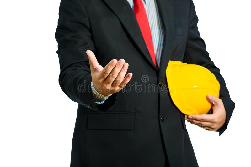 Engineer in Suit Holding Helmet Stock Photo - Image of helmet ...