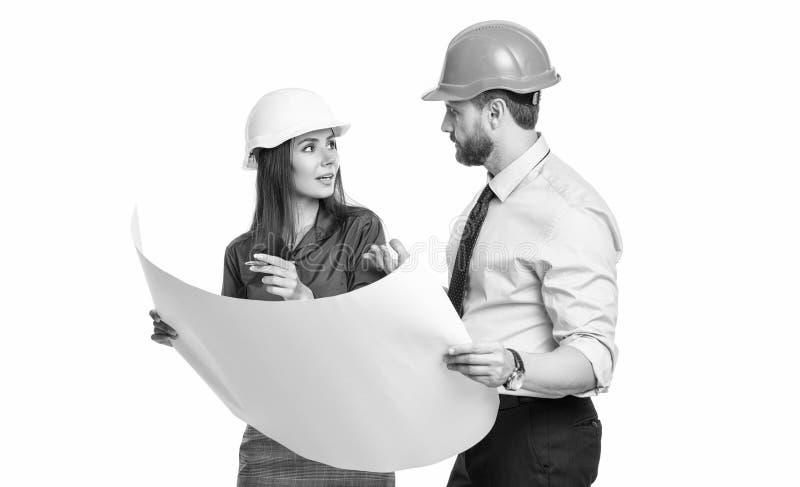 Engineer Supervisor with Assistant Conduct Inspection Isolated on White ...