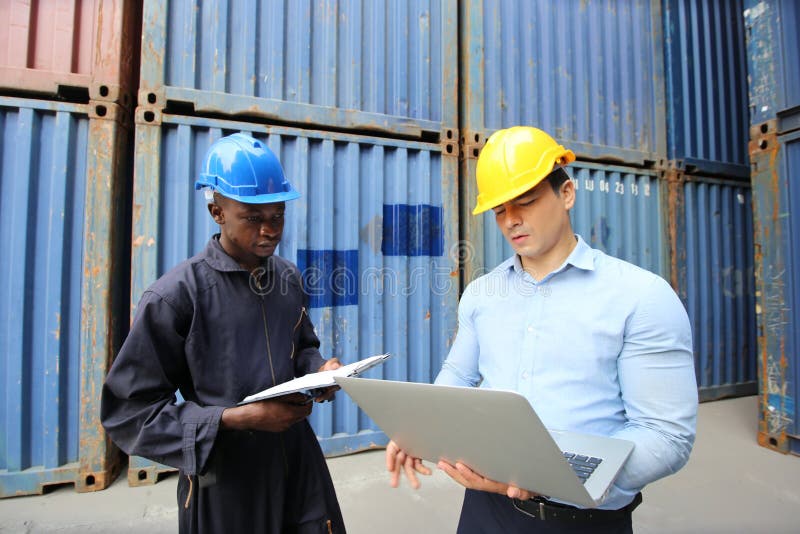 Foreman Control Loading Containers Box from Cargo Freight Ship for ...