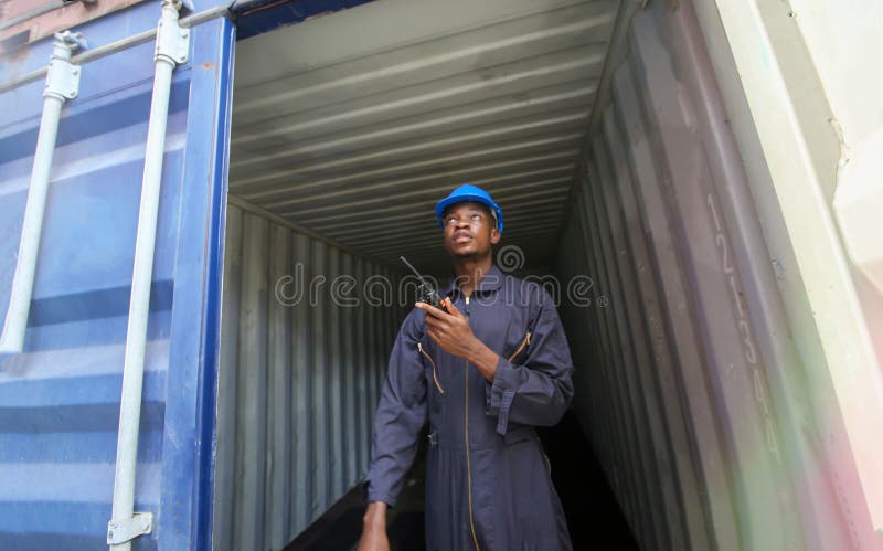 Foreman Control Industrial Container Cargo Freight Ship at Industry ...