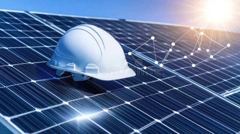 Engineer Surveys Solar Panel Installation Plans on a Sunny Rooftop ...