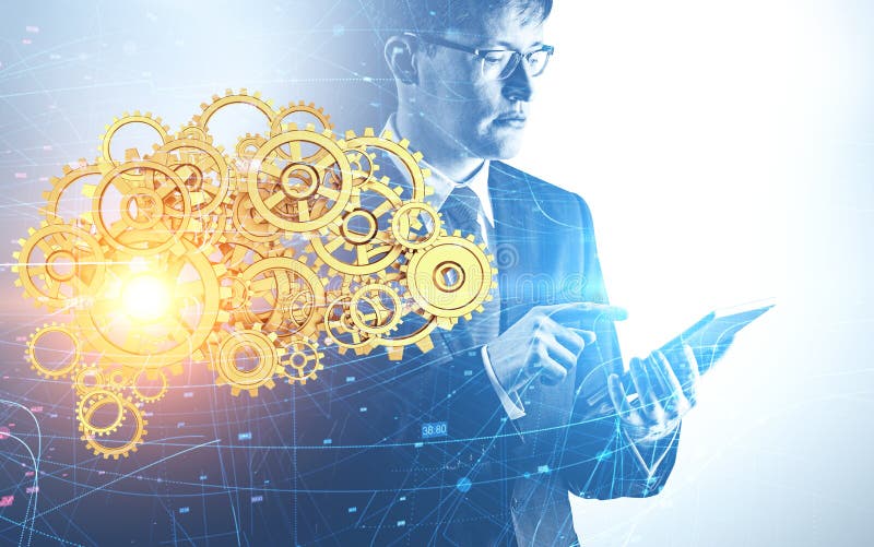 Engineer with Tablet, AI Brain, Machine Learning Stock Photo - Image of ...