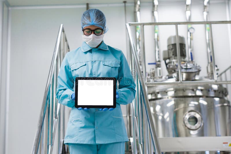 Food Technician Works in a Factory Stock Image - Image of machinery ...
