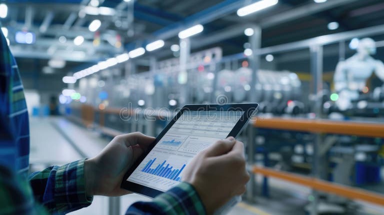 Engineer Taking Notes while Examining Automation Statistics Report on a ...