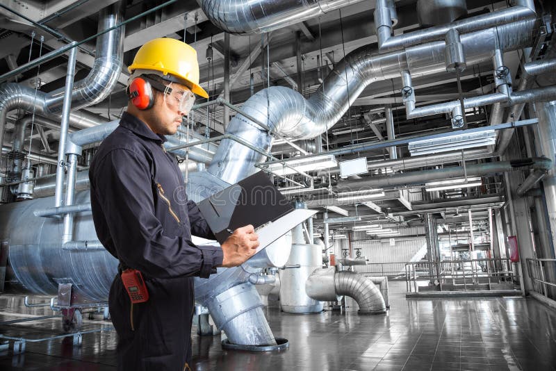Engineer Taking Notes at Thermal Power Plant Factory Stock Image ...