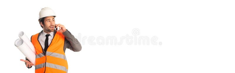 Engineer Talking on Mobile Phone and Stock Image - Image of ...