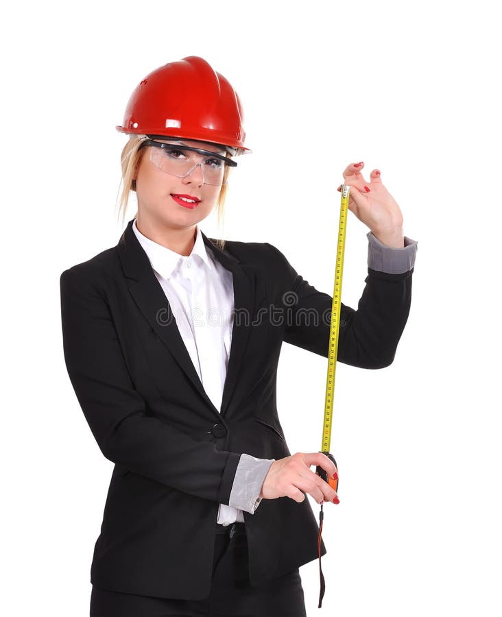Engineer with tape measure stock photo. Image of centimeter - 42007186