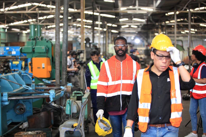 Engineer Team Finished Work and Walking Go Out of Factory Stock Image ...