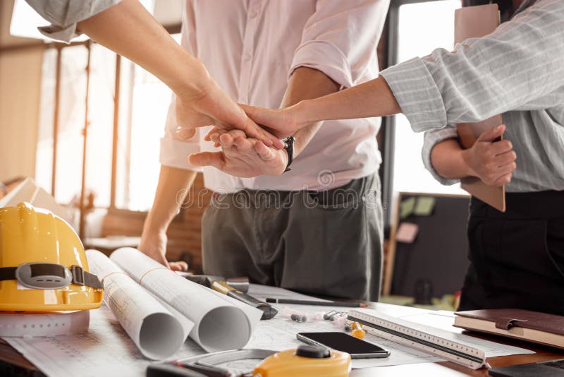 Engineer Team Joined Hands for Brainstorming about Strategy of Working ...