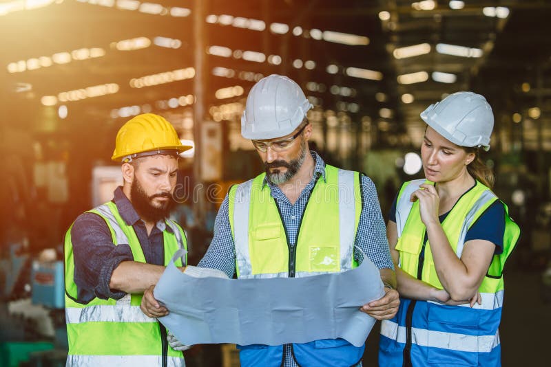 Engineer Team Planing Meeting Discussing with Floor Plan for ...