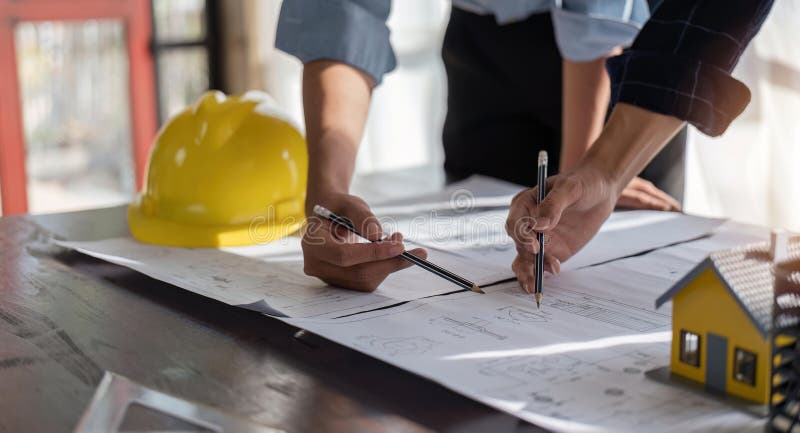 Engineer Team Planning Design House, Modifying Plan, Creating ...