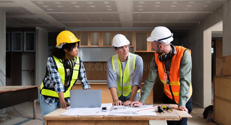 Engineer Team Planning and Discussing about Construction Building on ...