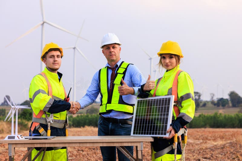 Engineer Team Standing Shake Hands in the Meeting Planing Project ...